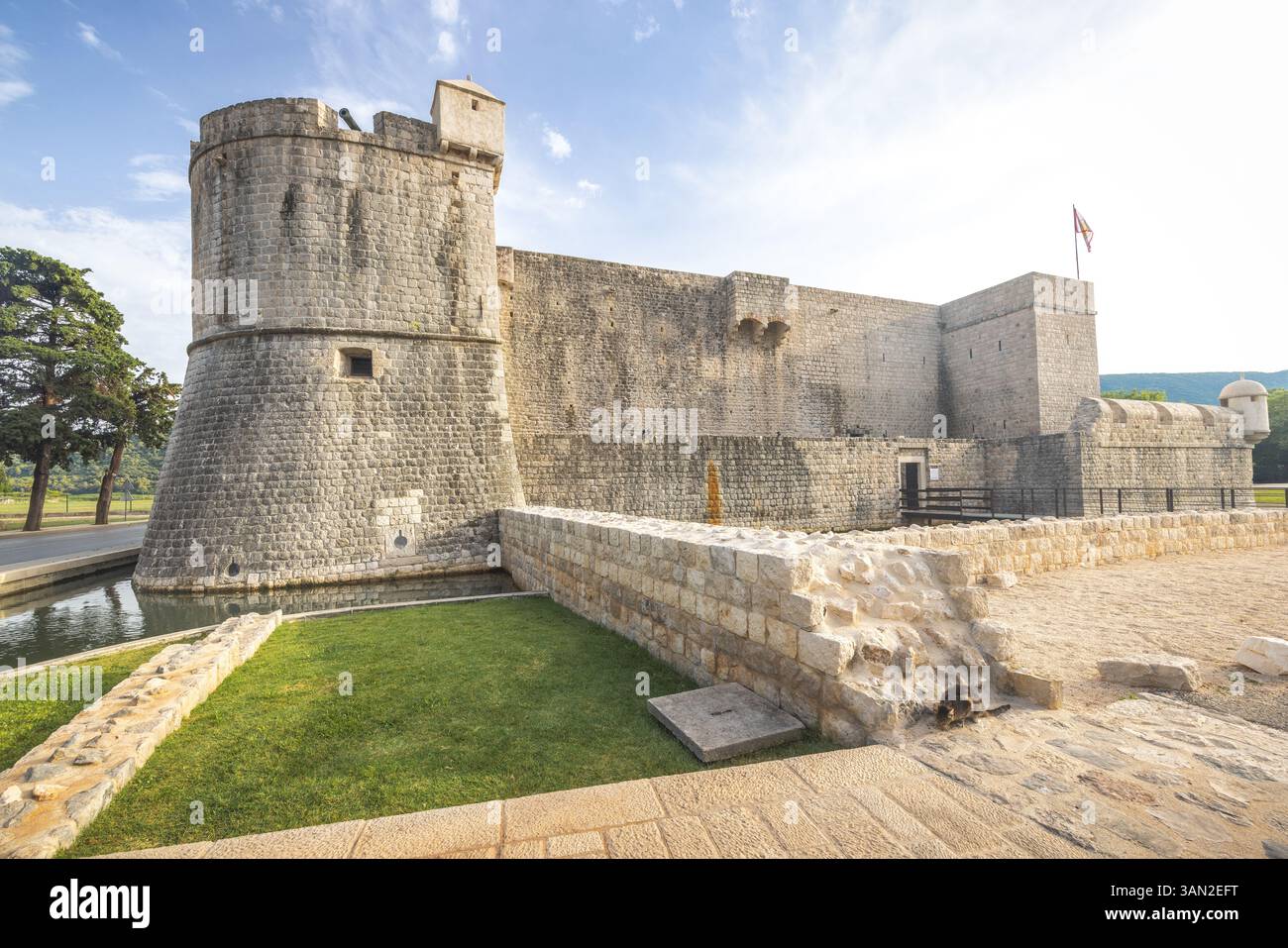 Ston, historic town in Peljesac peninsula in Croatia, Europe. Ancient ...