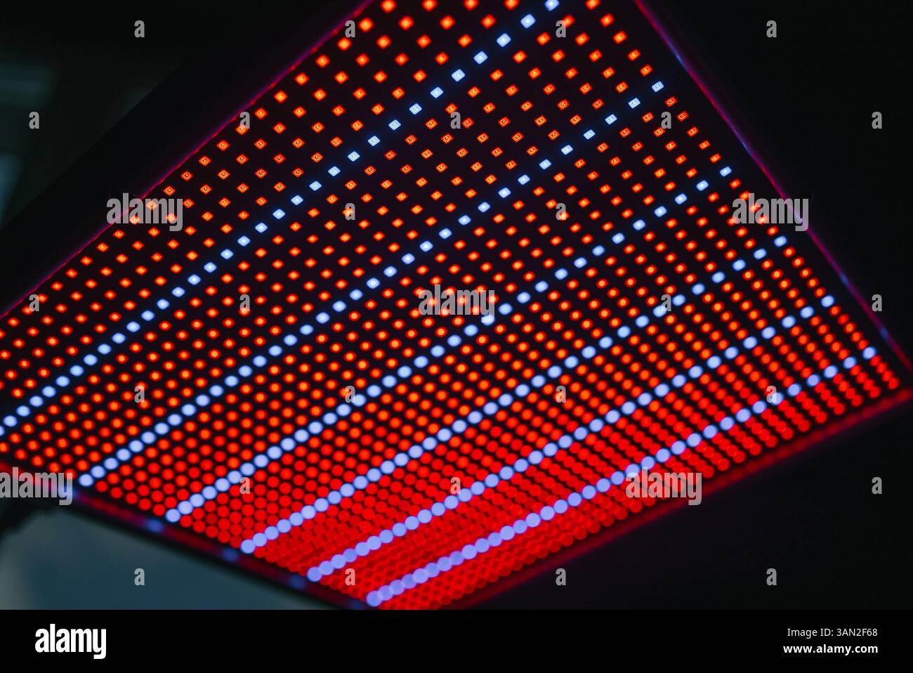 Red and blue light emitting diodes creating a captivating pattern on an ...