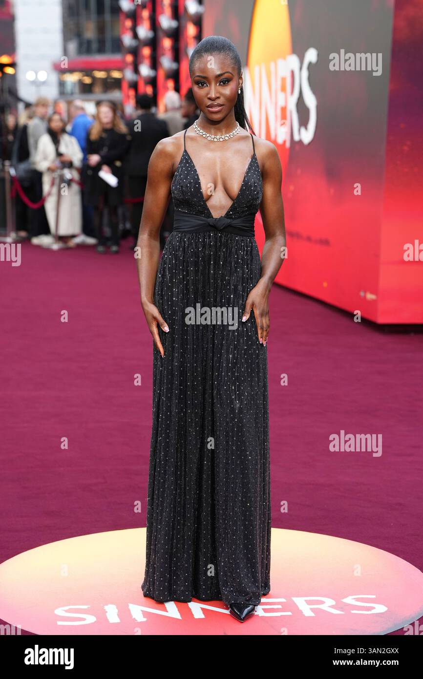 Jayme Lawson poses for photographers upon arrival at the premiere of the film 'Sinners' on ...