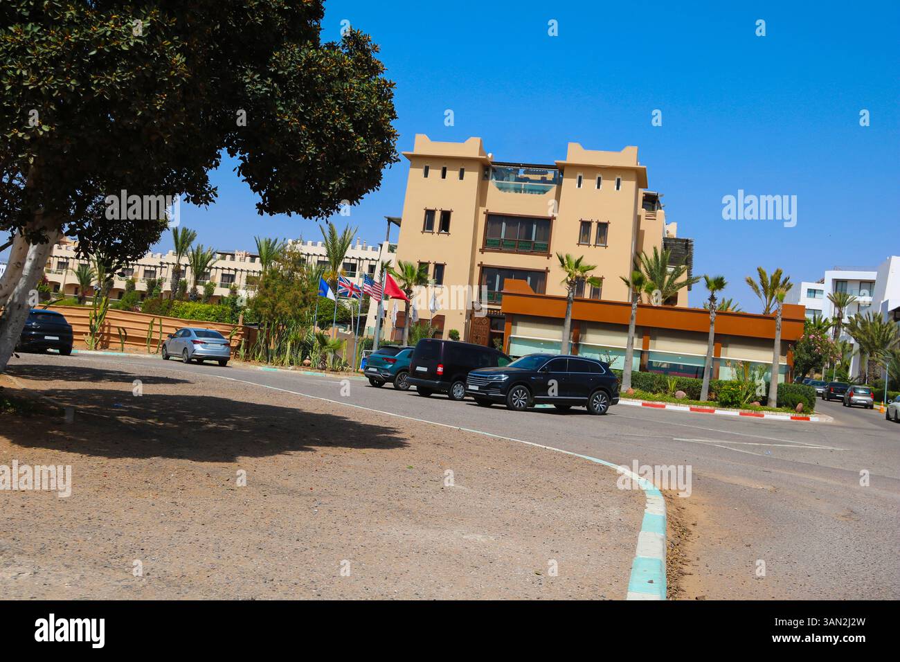 Urban street scene in agadir city morocco with traditional moroccan ...