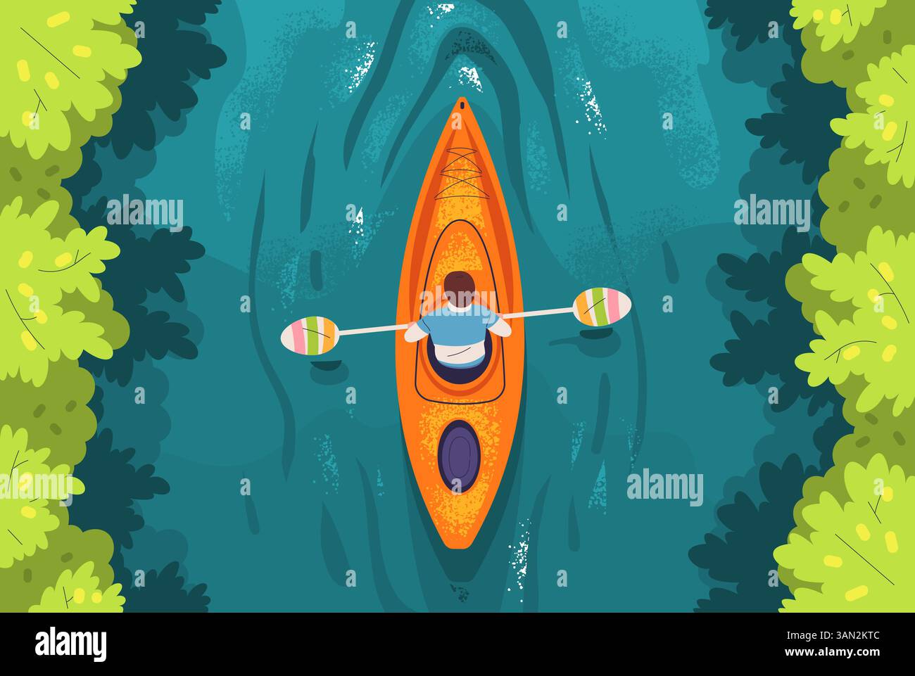 Canoe on river aerial view Stock Vector Images - Alamy