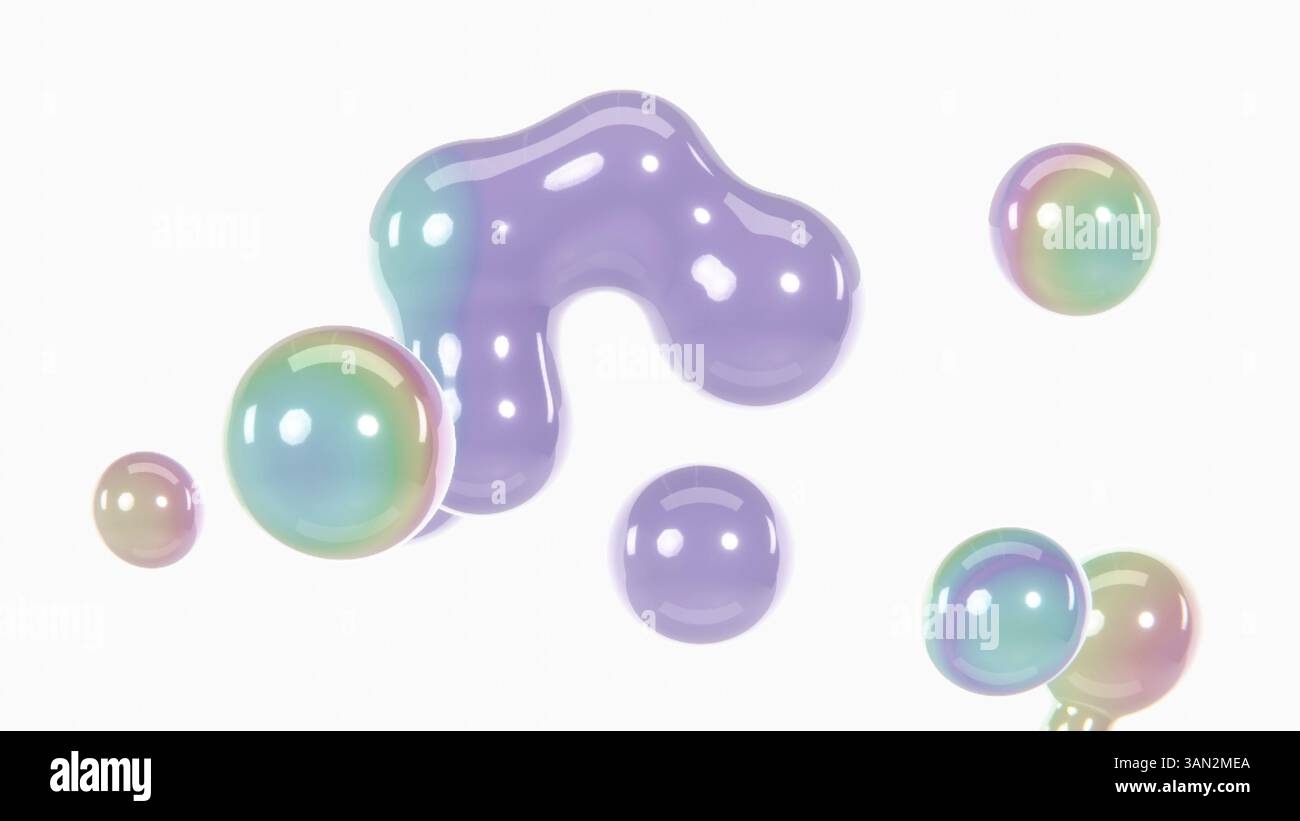 Abstract 3D horizontal chrome pastel rainbow colours gradient metallic ...