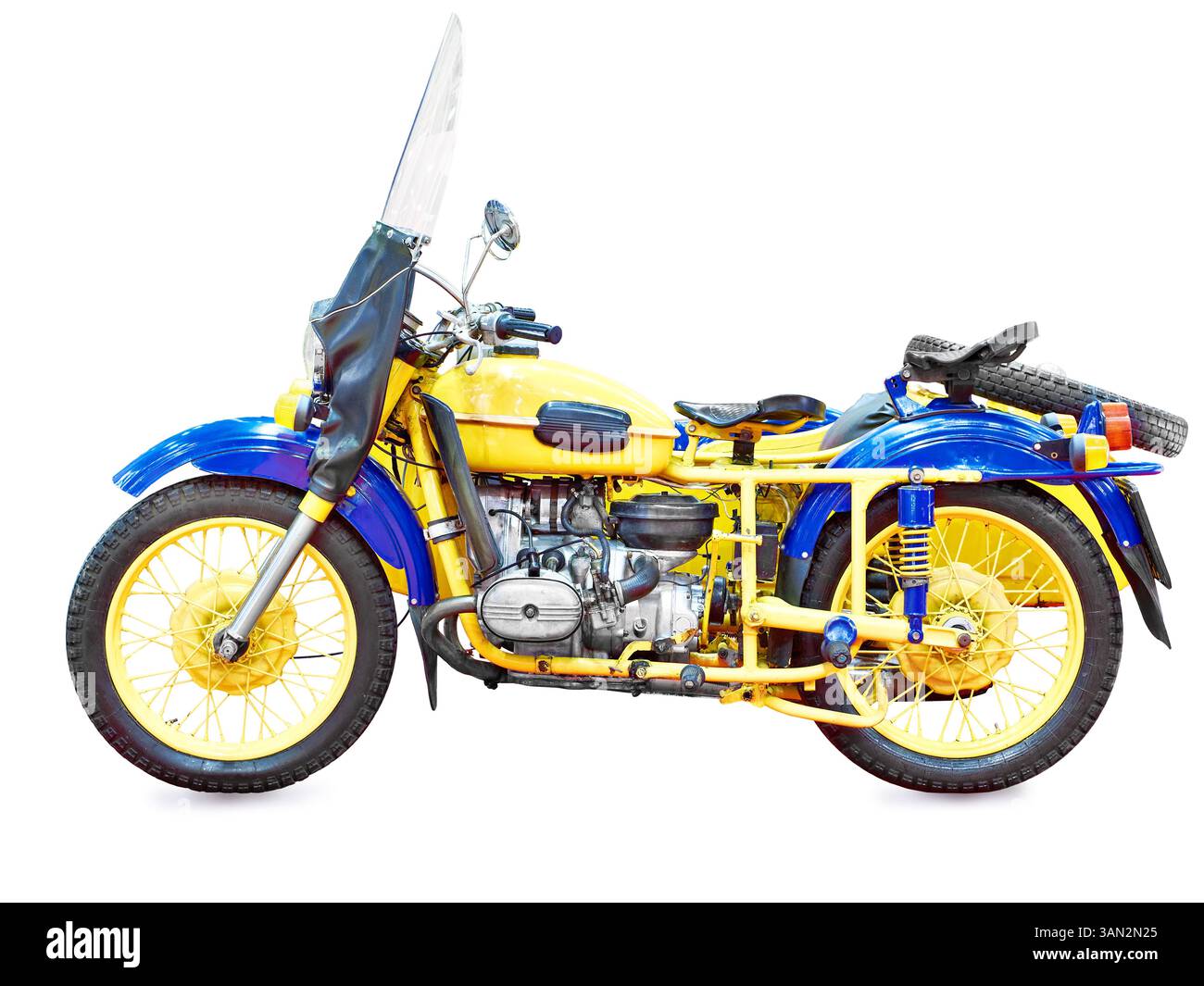 Retro motorcycle for police isolated white background Stock Photo - Alamy