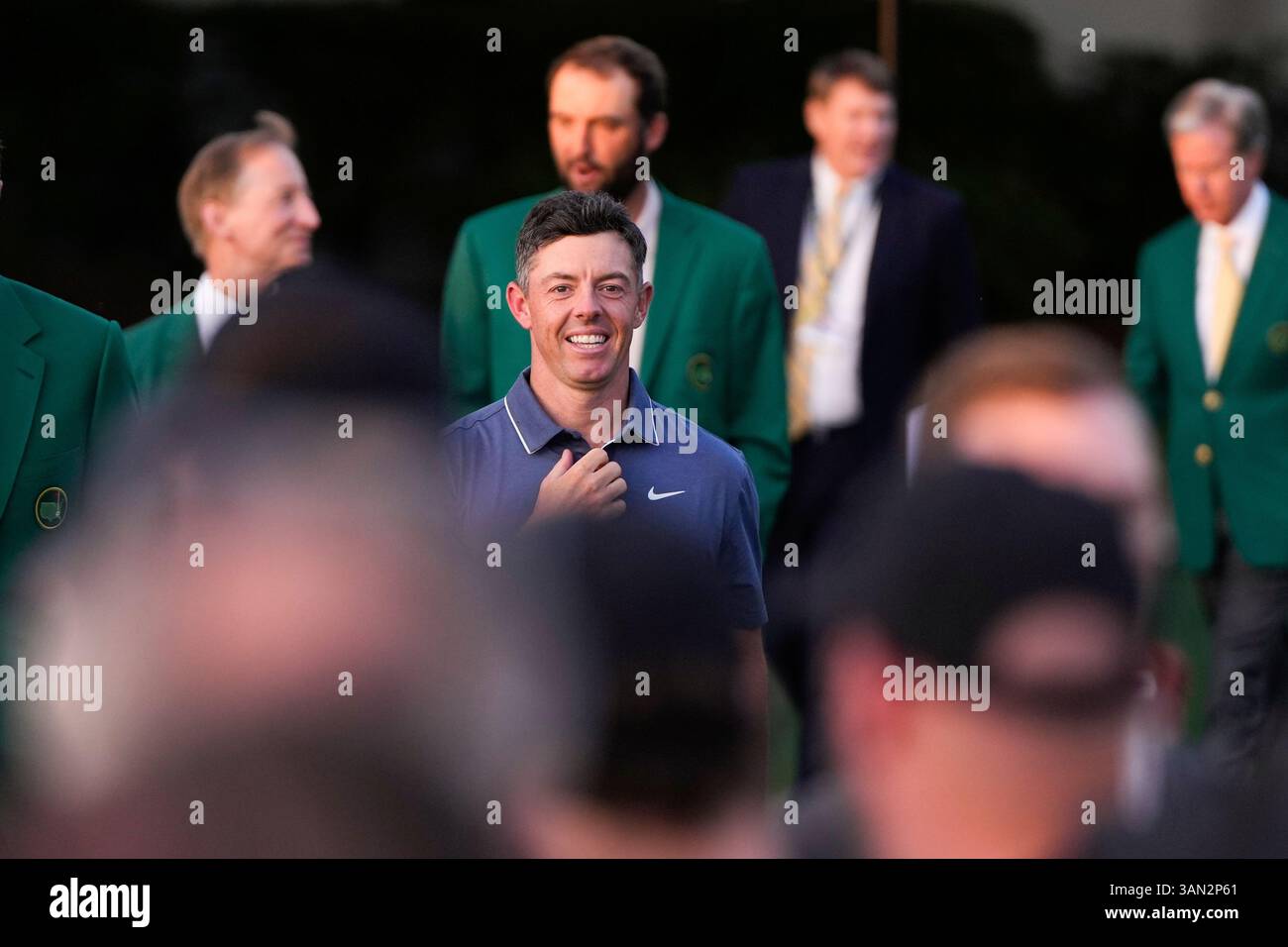 Winner, Rory McIlroy, of Northern Ireland, arrives for the green jacket ...