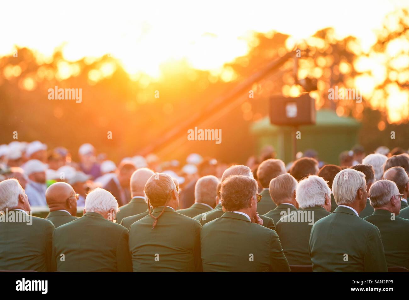 Members of Augusta National Golf Club attend the green jacket ceremony ...