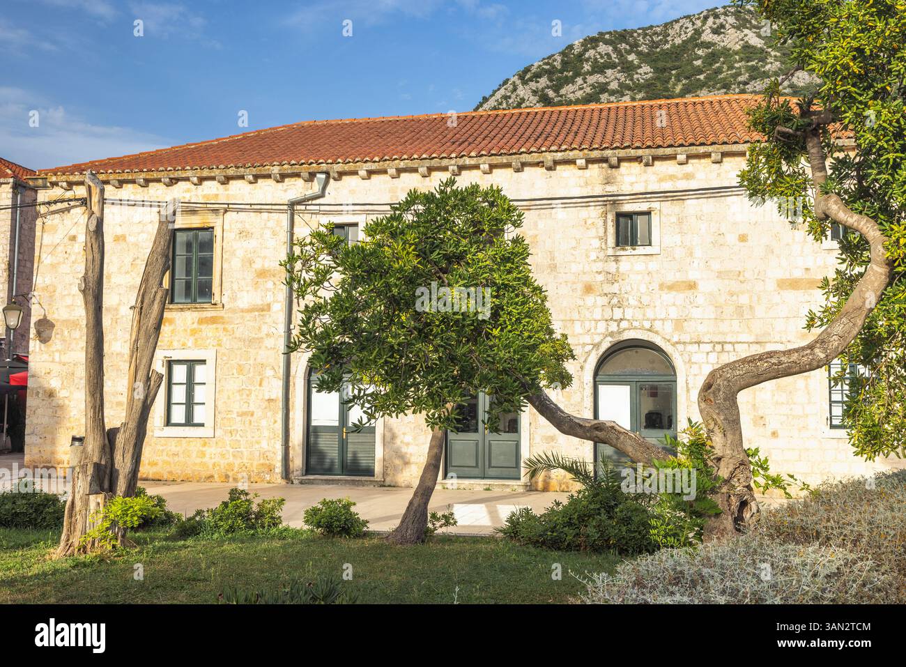 Ston, historic town in Peljesac peninsula in Croatia, Europe. Historic ...