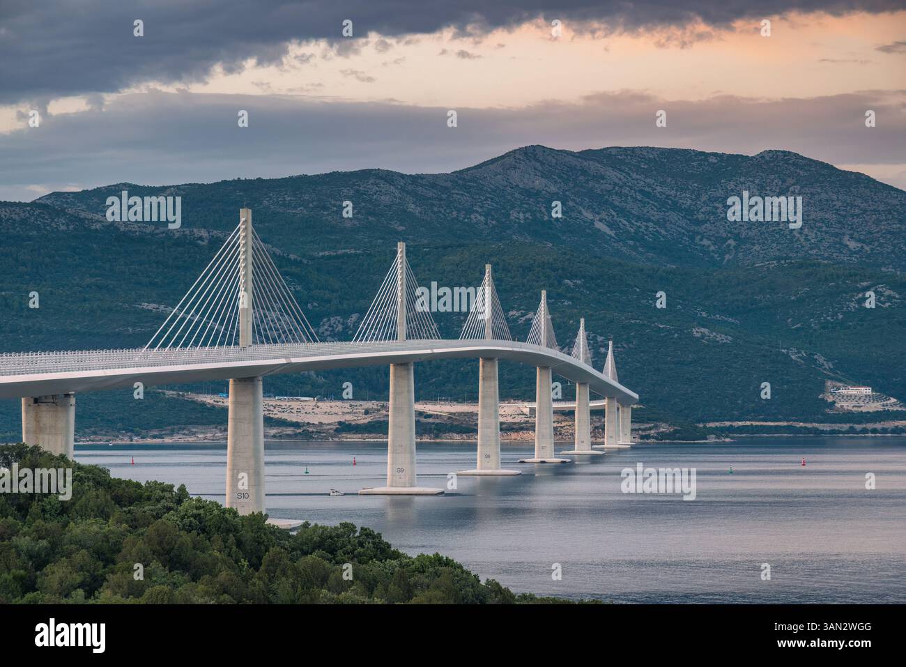 The Peljesac Bridge to Peljesac peninsula in Croatia, Europe. Modern ...