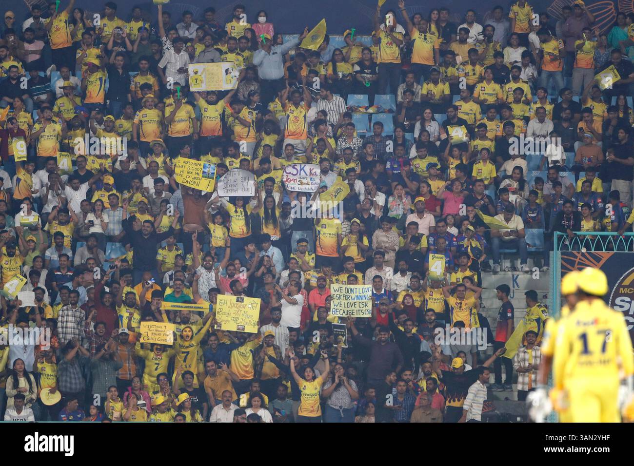 LUCKNOW, INDIA - APRIL 14: Fans during the 2025 IPL match between ...