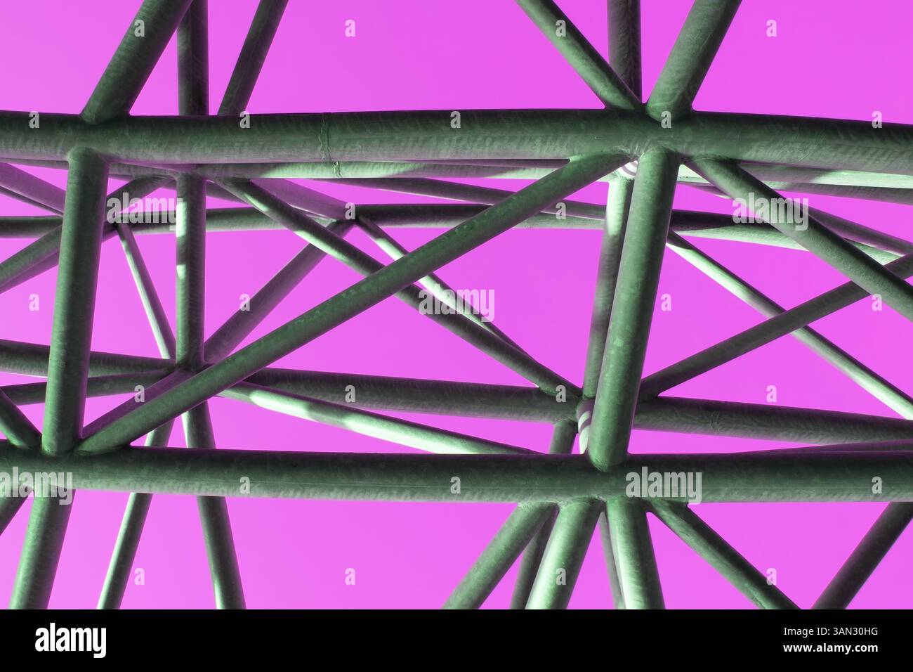 Decorative welded pipe artwork sculpture with bold color background ...