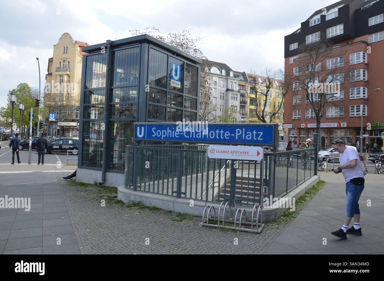 Berlin, Germany - April 14, 2025 - Entrance of U-Bahn station Sophie ...