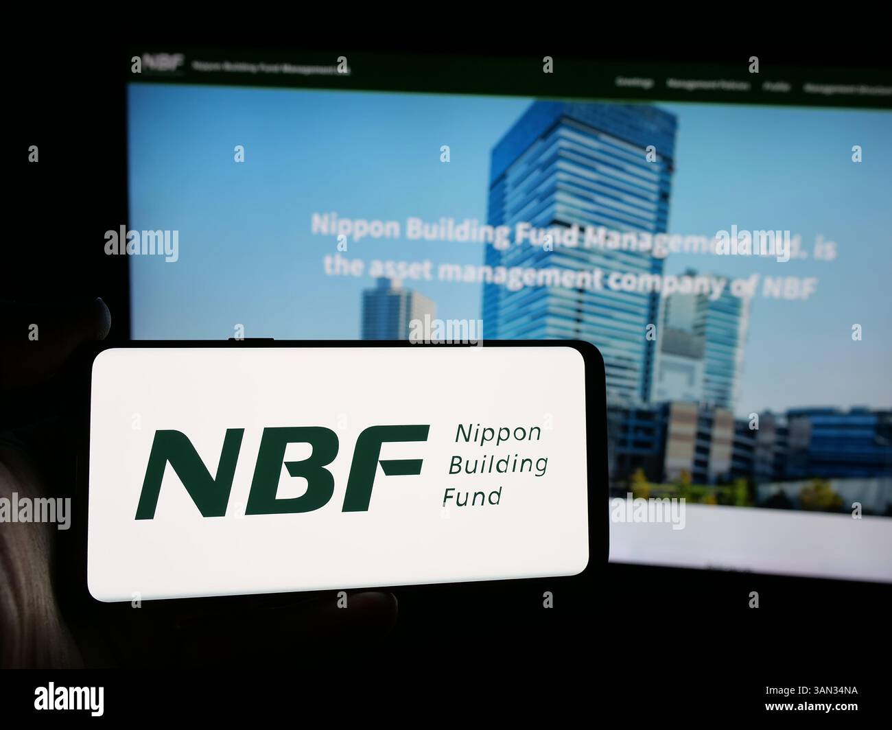 Stuttgart, Germany - 11-28-2024: Person holding smartphone with logo of Japanese company Nippon ...