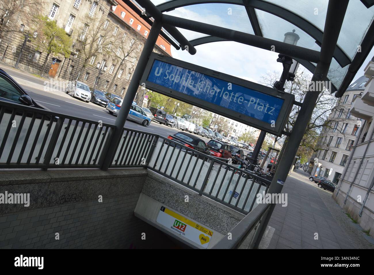 Berlin, Germany - April 14, 2025 - Entrance of U-Bahn station Sophie ...
