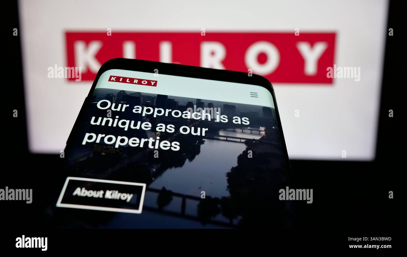 Stuttgart, Germany - 11-28-2024: Smartphone with website of US real ...