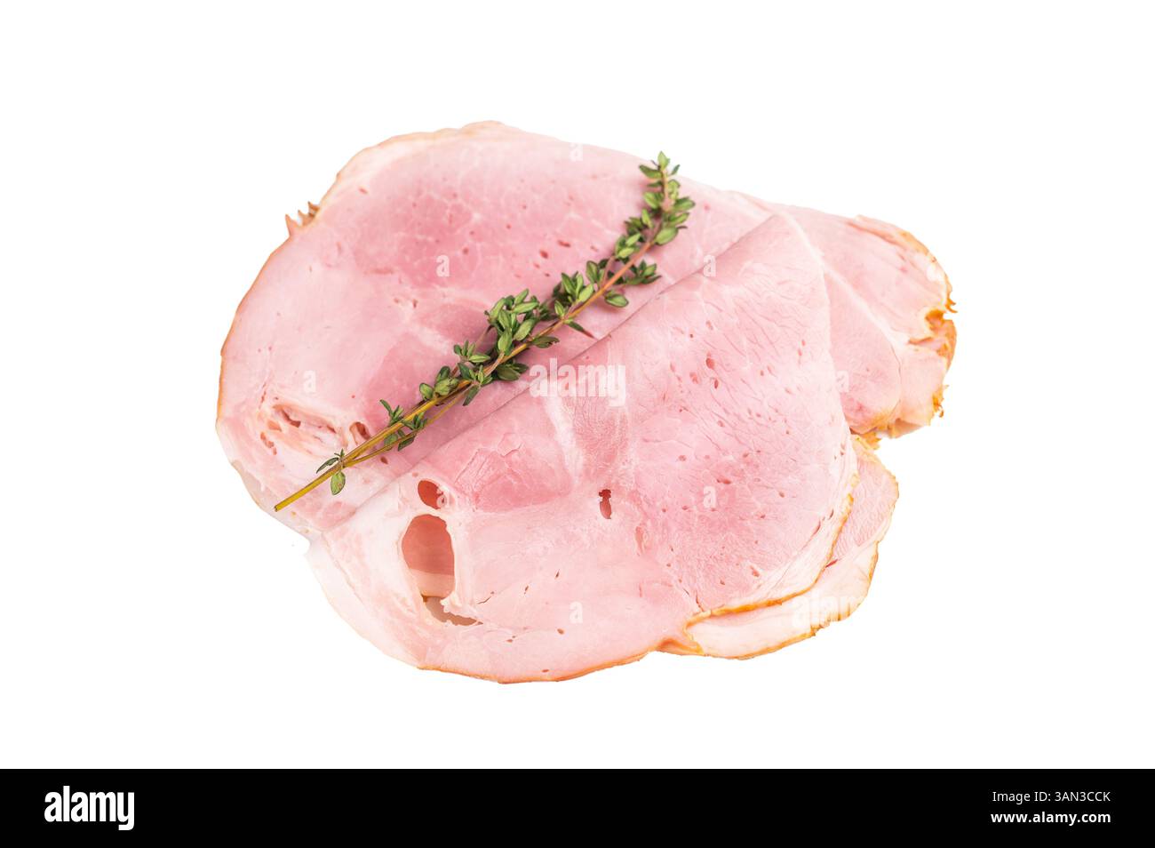 Italian Prosciutto Cotto, Sliced Pork Ham isolated on white background ...