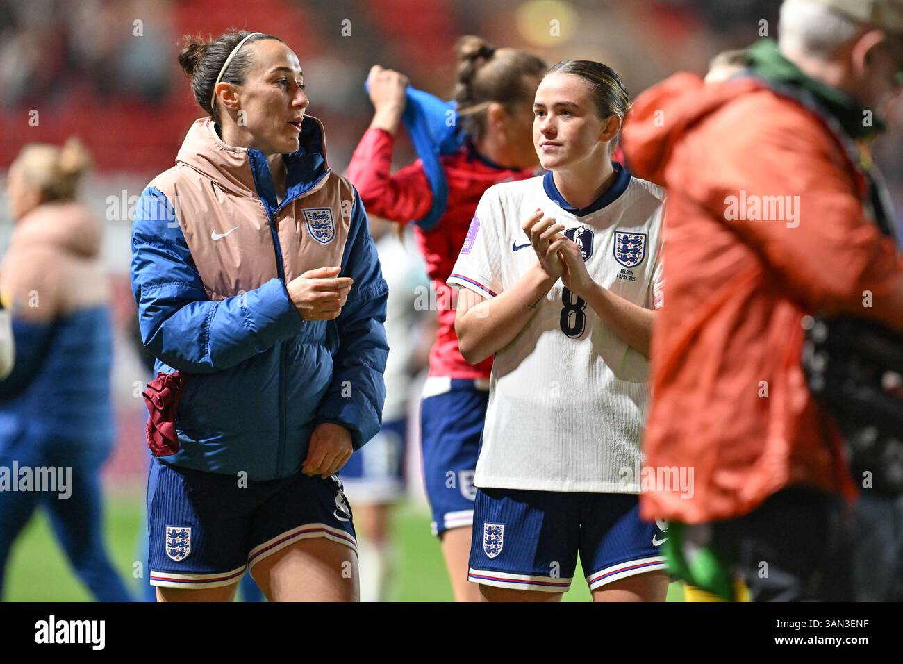 Lucy Bronze (2) of England and Grace Clinton (8) of England pictured ...
