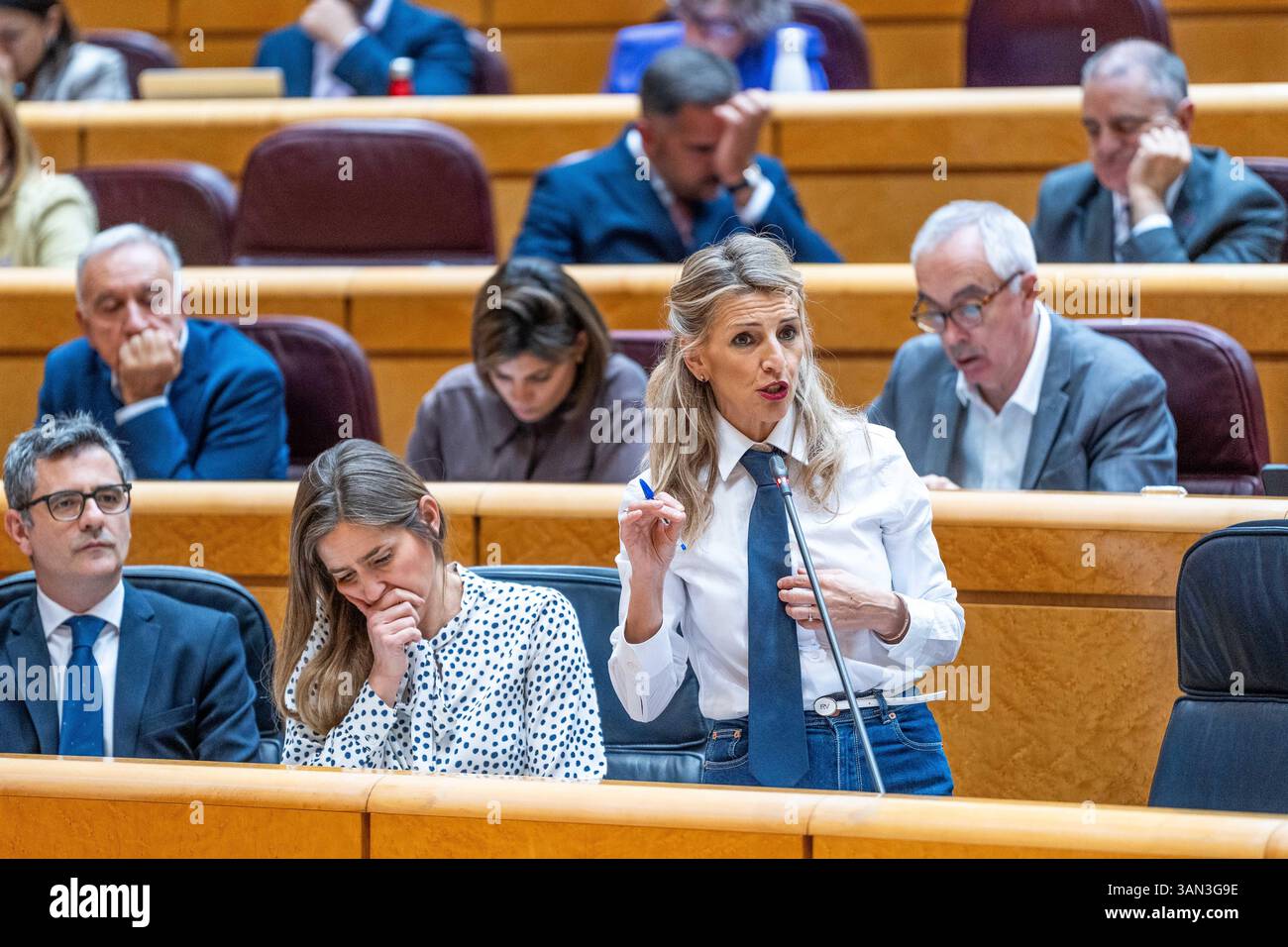 The second vice-president and minister of Labor, Yolanda Diaz takes ...