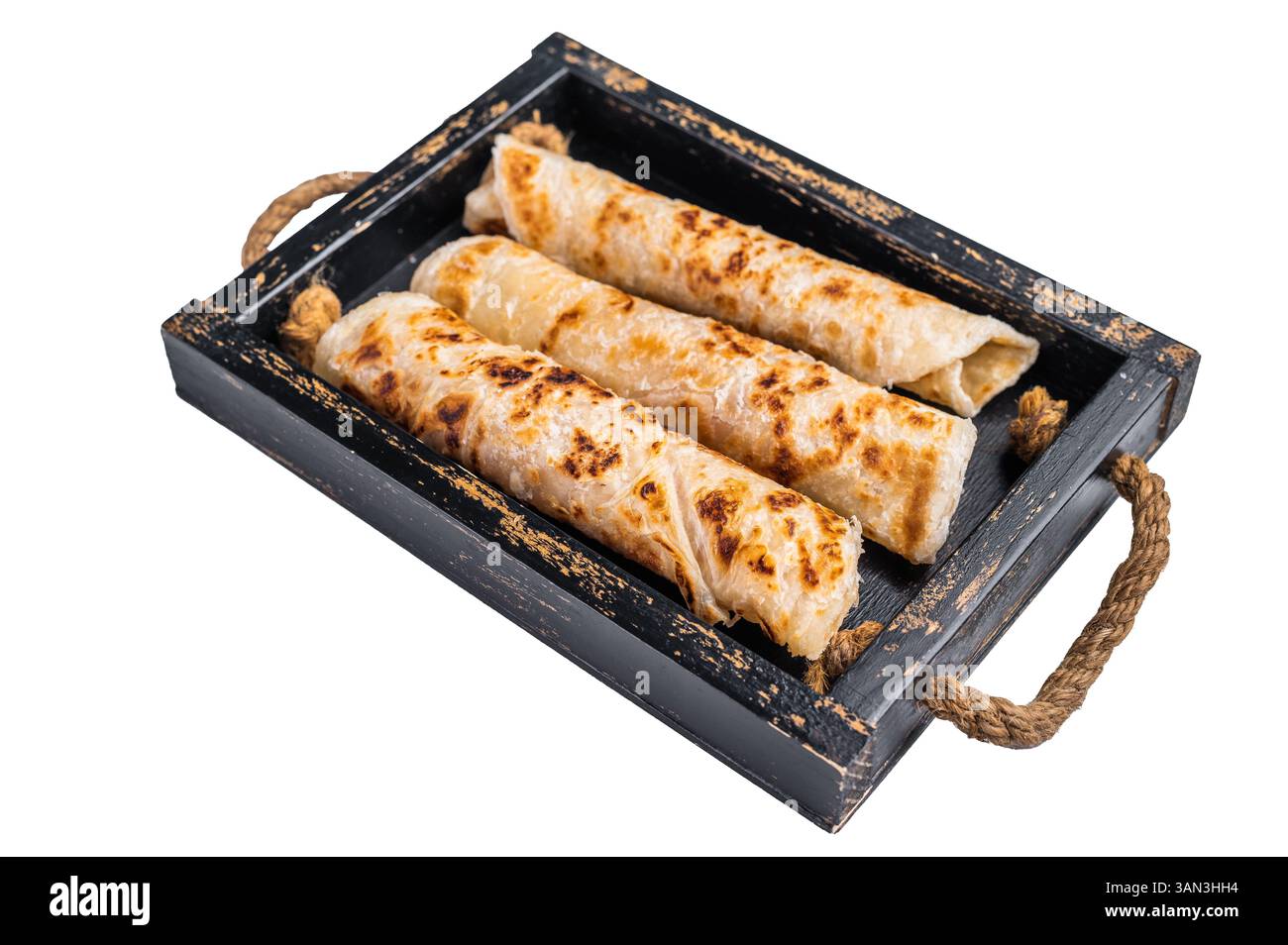 Aloo Paratha rolls, Indian Flatbread isolated on white background. top ...