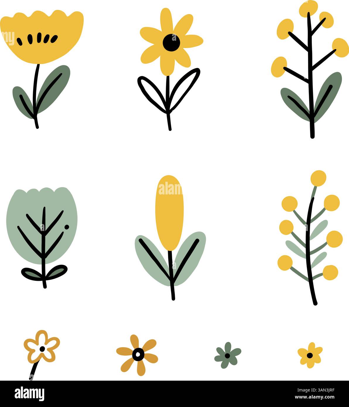 Yellow Floral Clipart Set for Baby and Spring Stock Vector Image & Art ...