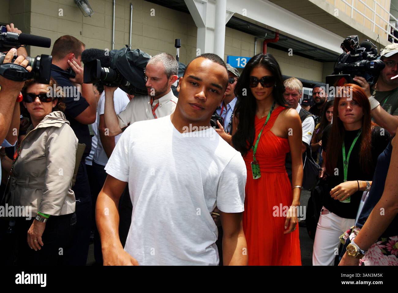 Nick Hamilton (GBR) with Nicole Scherzinger (USA) Pussycat Dolls singer ...