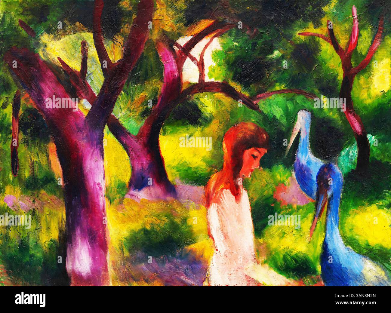 Girl with Blue Birds" (1914) by August Macke is a luminous ...