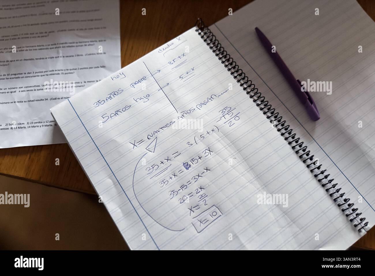 Math homework notebook from a school in Spain Stock Photo - Alamy