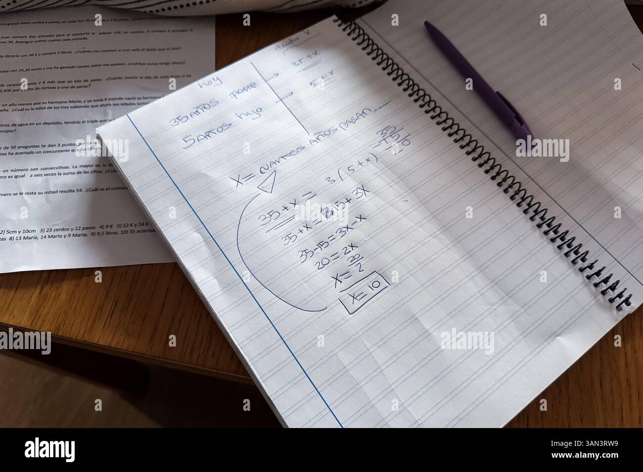 Math homework notebook from a school in Spain Stock Photo - Alamy