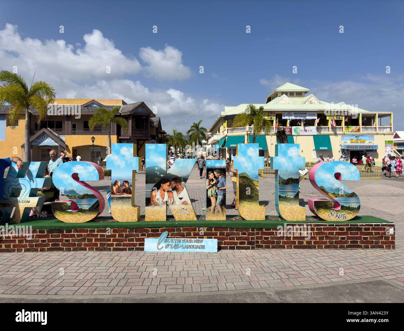 Welcome to St Kitts sign at Port Zante, Basseterre, Caribbean Stock ...