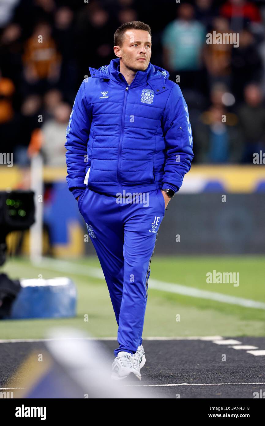 Coventry City assistant head coach Joe Edwards during the Sky Bet ...