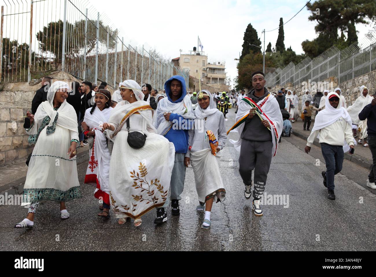 Palm Sunday Procession, Ethiopian Christian pilgrims mainly women & few ...
