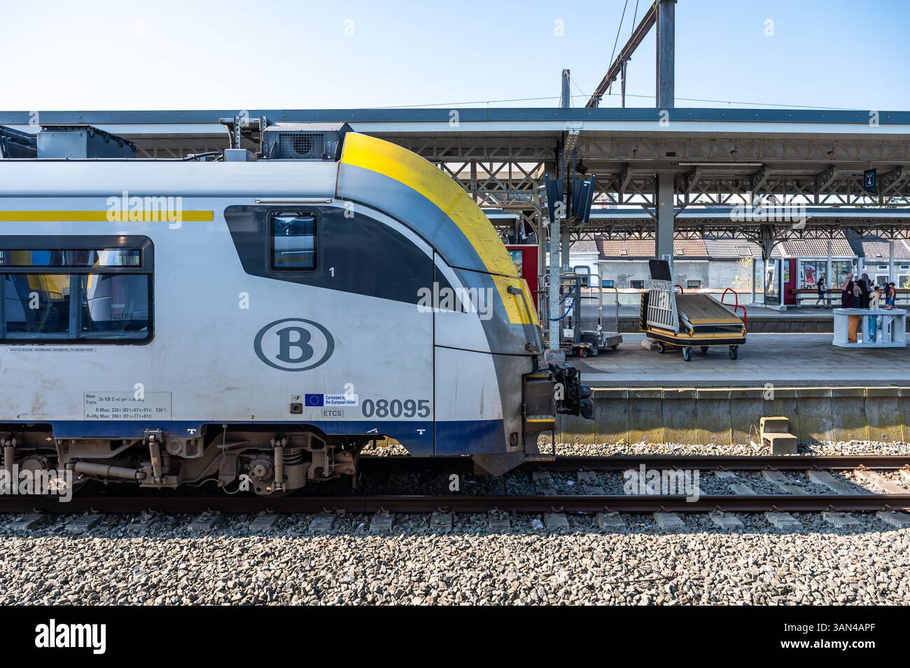 Lcomotive for regional train transport waiting at the railway station ...