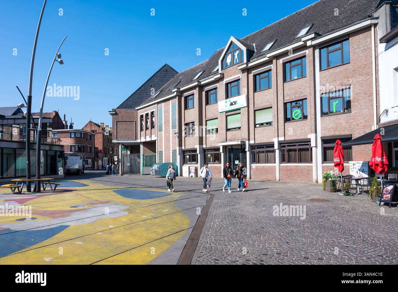The ACV Christian union at Hopmarkt or Hop market quare in Aalst, East ...