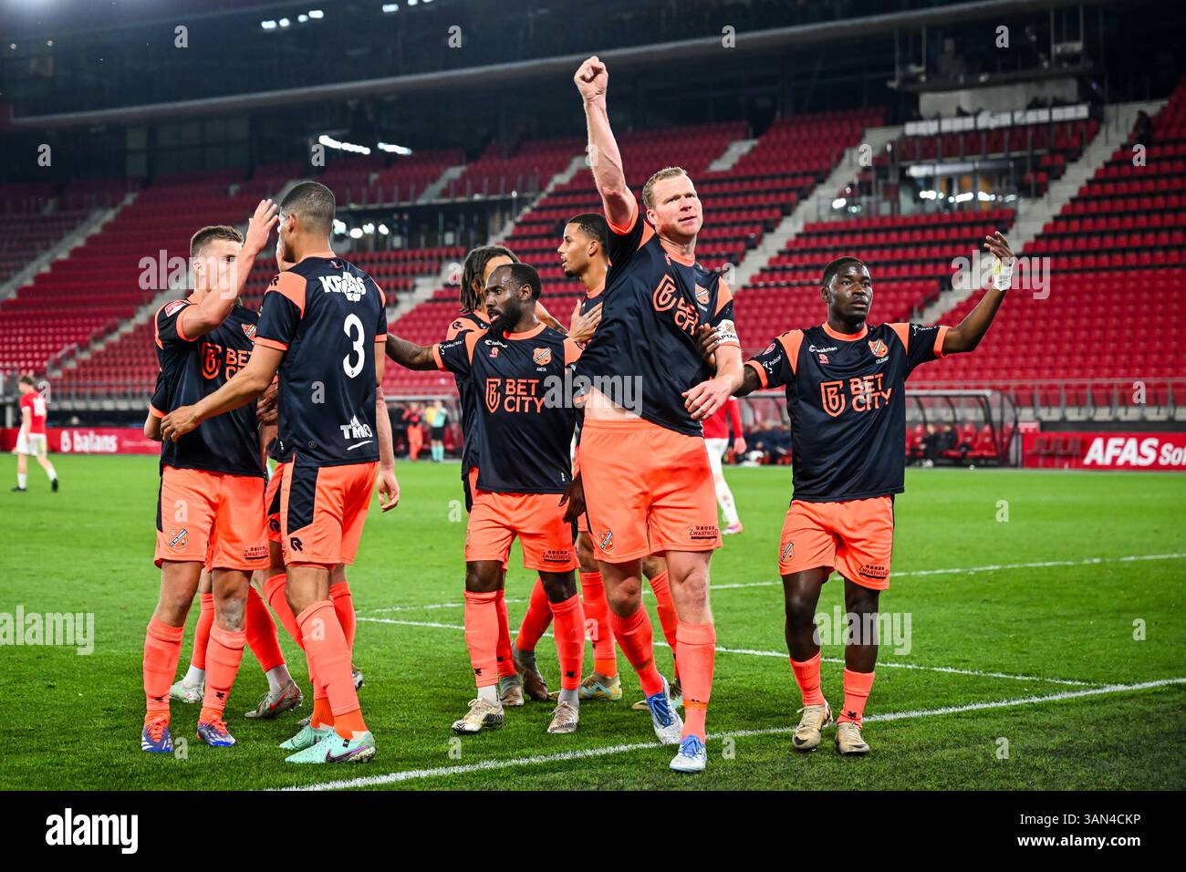 ALKMAAR - Henk Veerman of FC Volendam celebrates the 0-1 during the ...