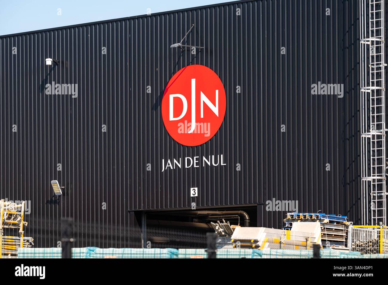 Sign of the Jan De Nul industrial construction company in Aalst, East ...