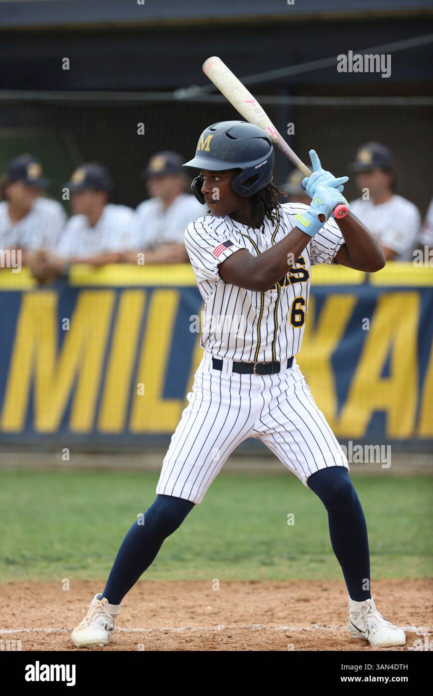 Anthony Pack (6) of Milikan High School bats during a game against ...