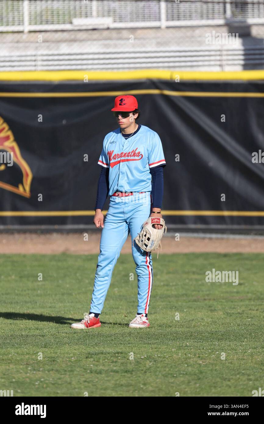 Outfielder Josh Proctor of Maranantha High School during a game against ...