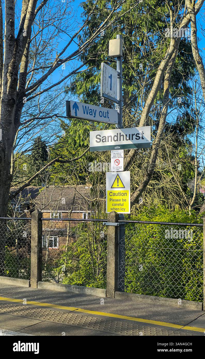 Signs at Sandhurst Station Stock Photo - Alamy