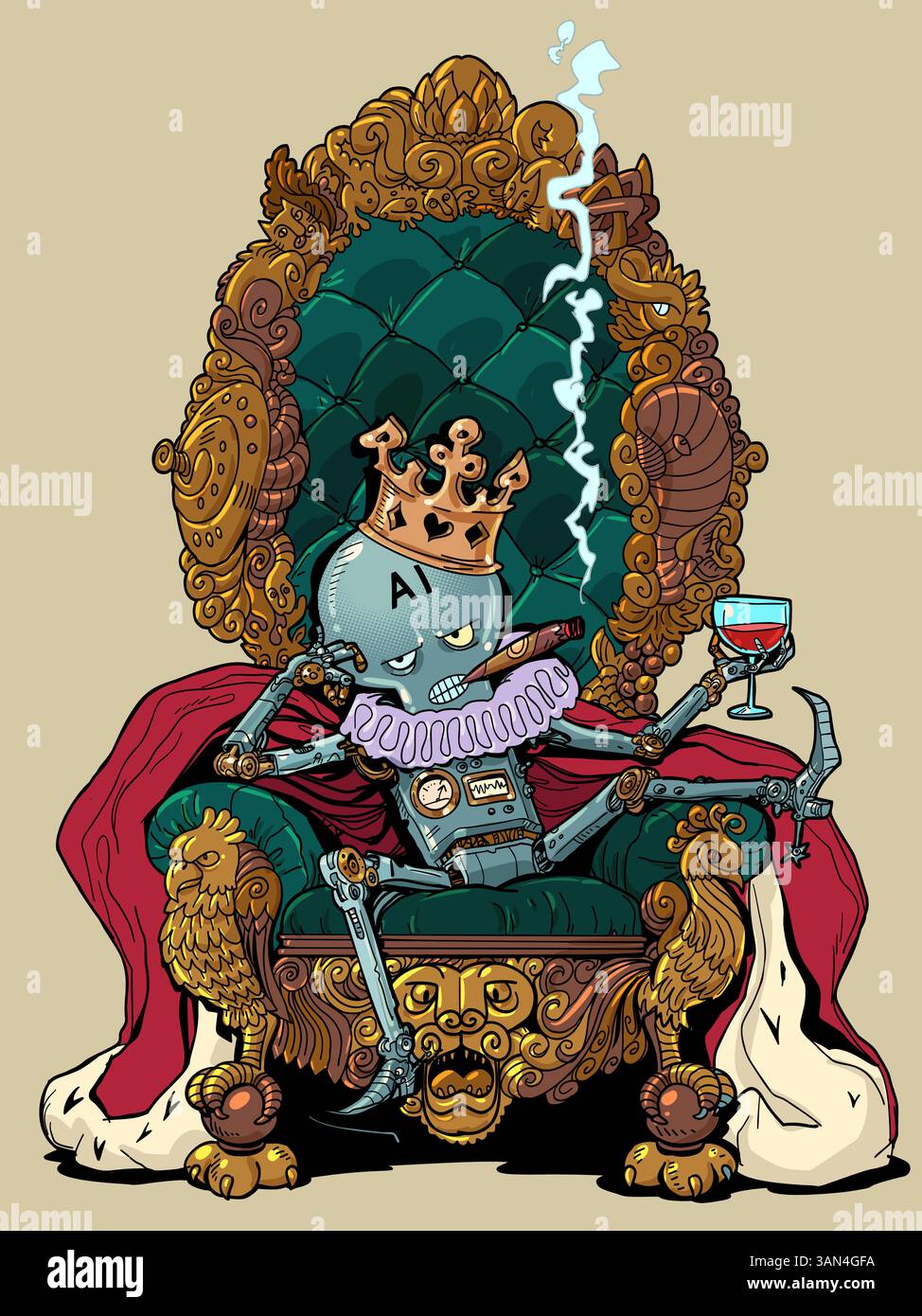 Machine power over humanity. Majestic AI and its abilities. Artificial ...