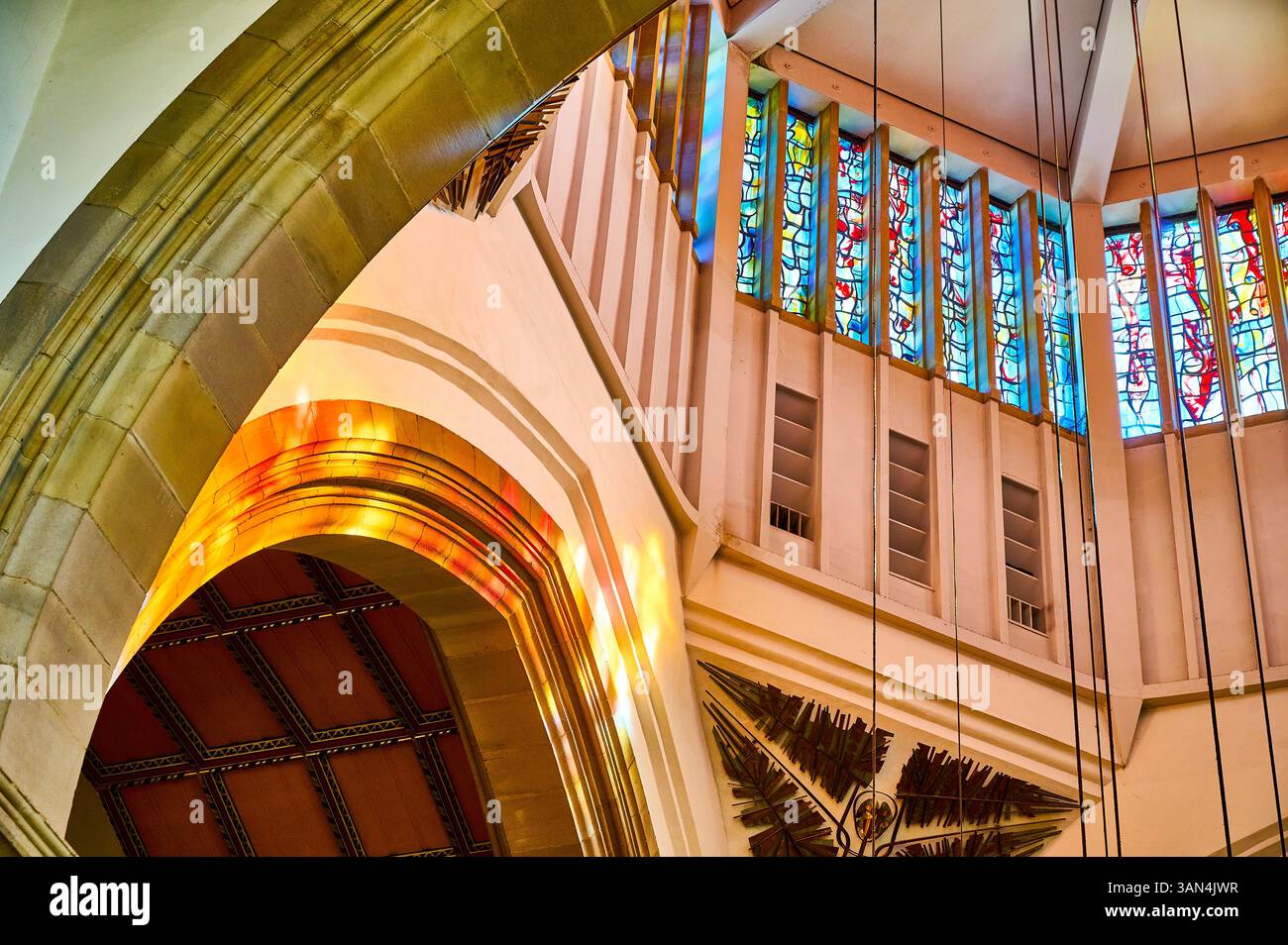 Blackburn Cathedral Lantern tower with sunlight shing through Stock ...