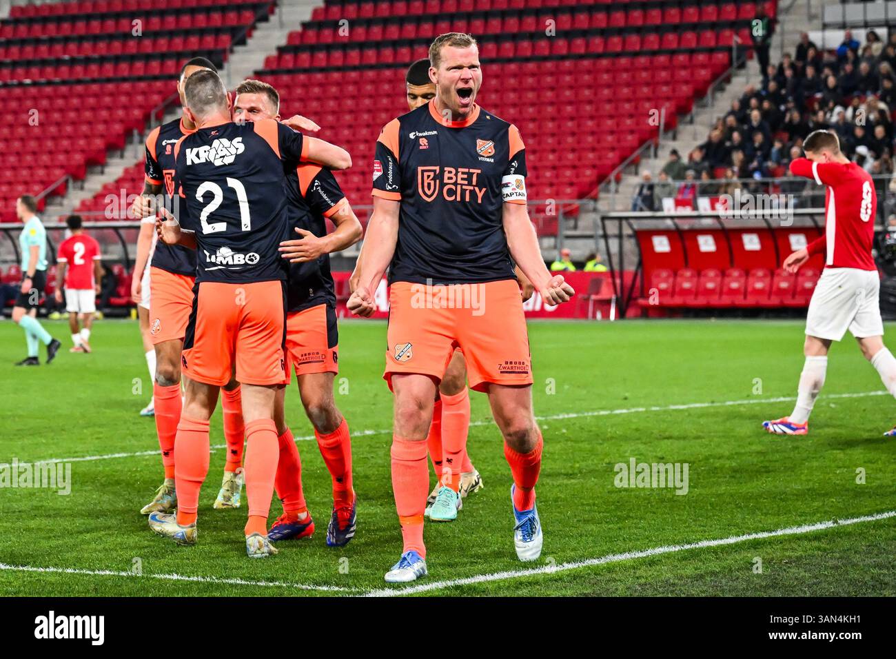 ALKMAAR - Henk Veerman of FC Volendam celebrates the 0-1 during the ...