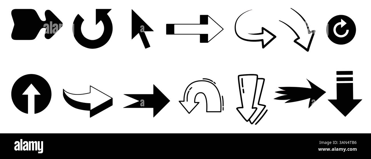 Collection of various arrow icons in black and white. These arrows come ...