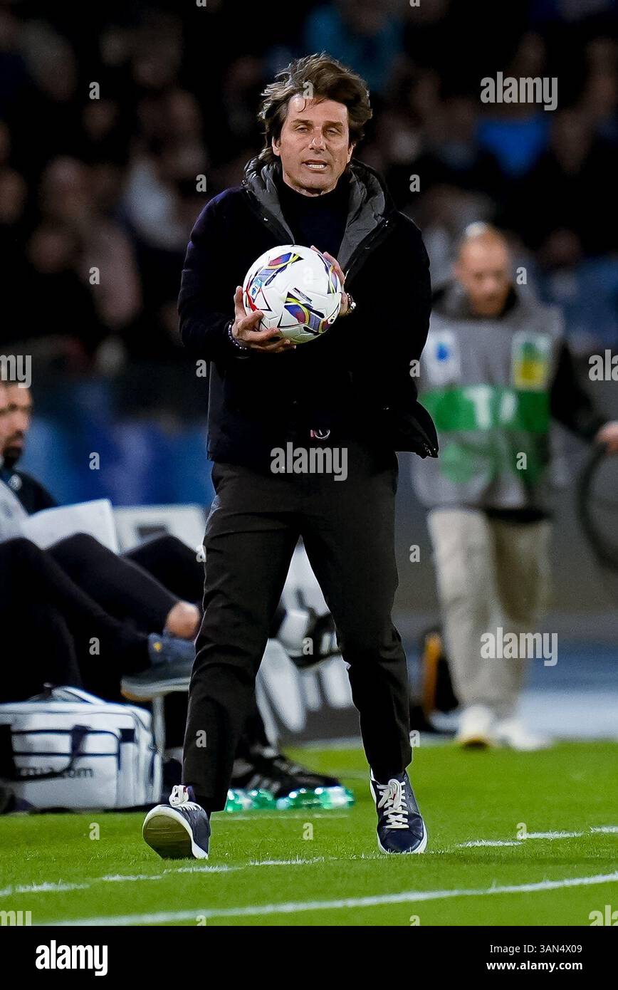 Naples, Italy. 14th Apr, 2025. Antonio Conte Head Coach of SSC Napoli ...