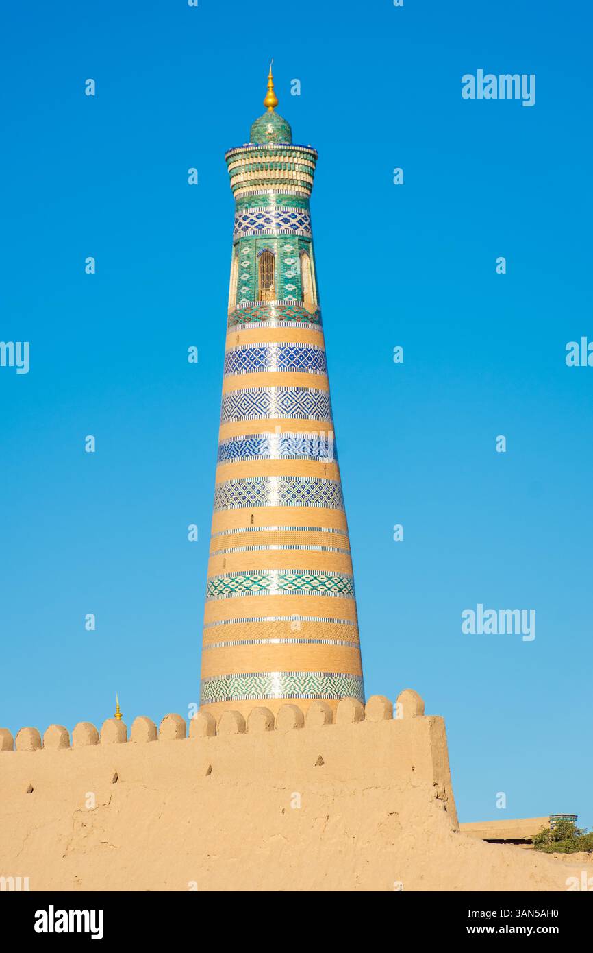Minaret and gate of the Khiva Walls, Uzbekistan Stock Photo - Alamy
