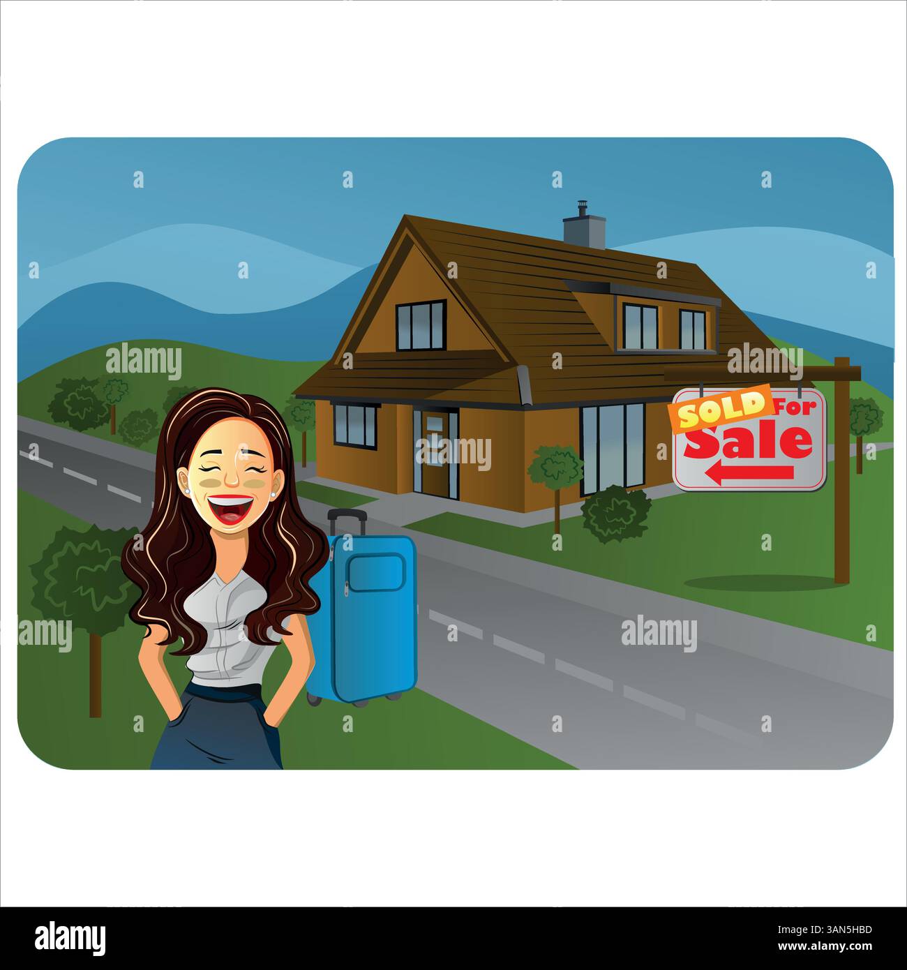 Woman leaving house luggage Stock Vector Images - Alamy