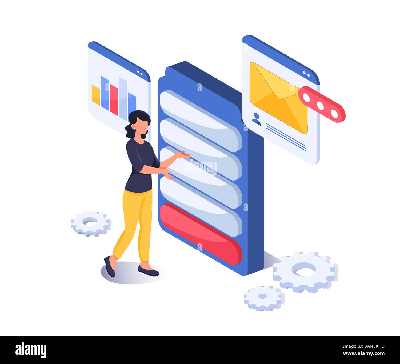 Woman interacting digital email Stock Vector Images - Alamy