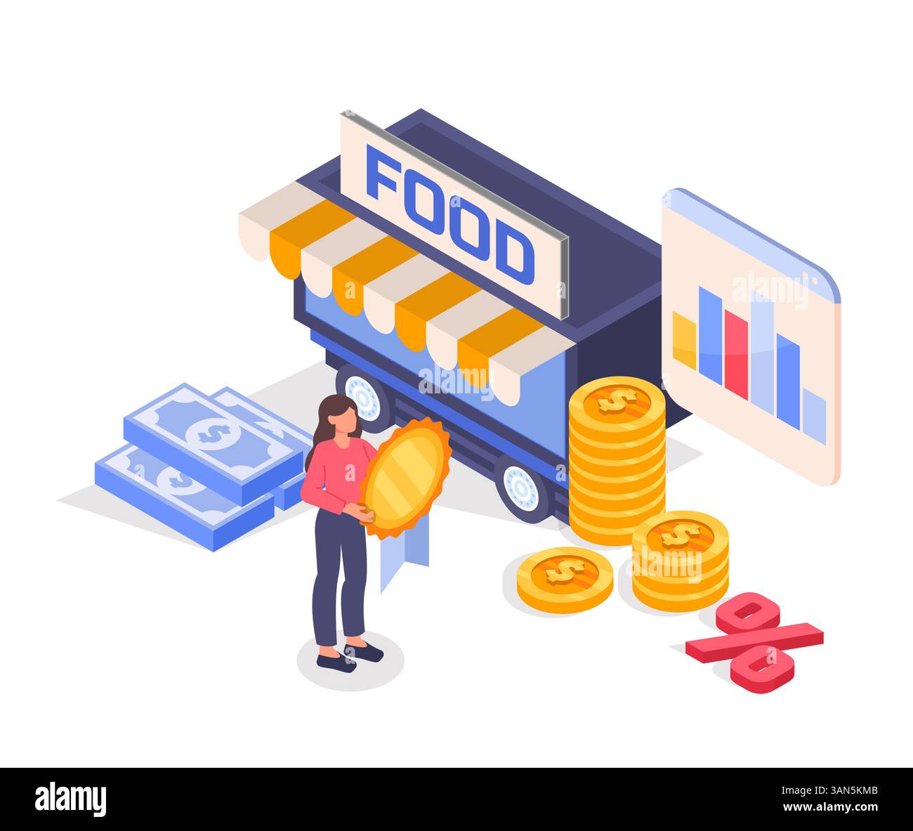 Food business financial growth concept. Vector illustration Stock ...