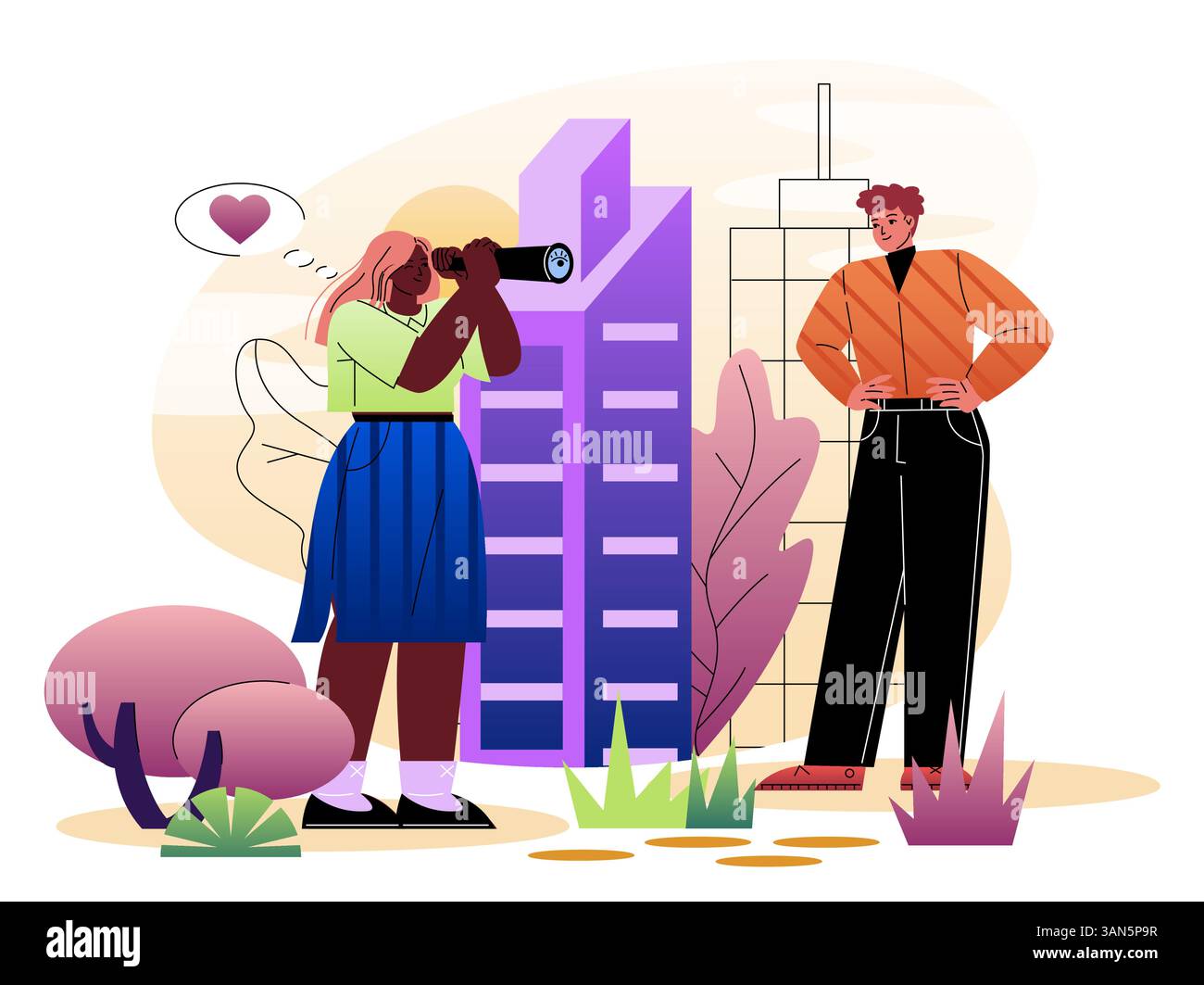 Woman spying couple Cut Out Stock Images & Pictures - Alamy