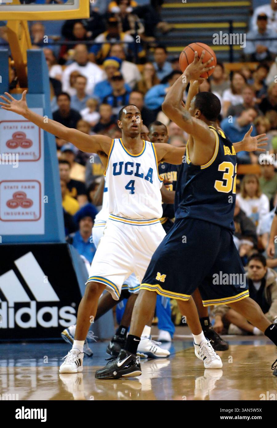 Arron Afflalo #4 of UCLA in action against Michigan at Pauley Pavilion ...