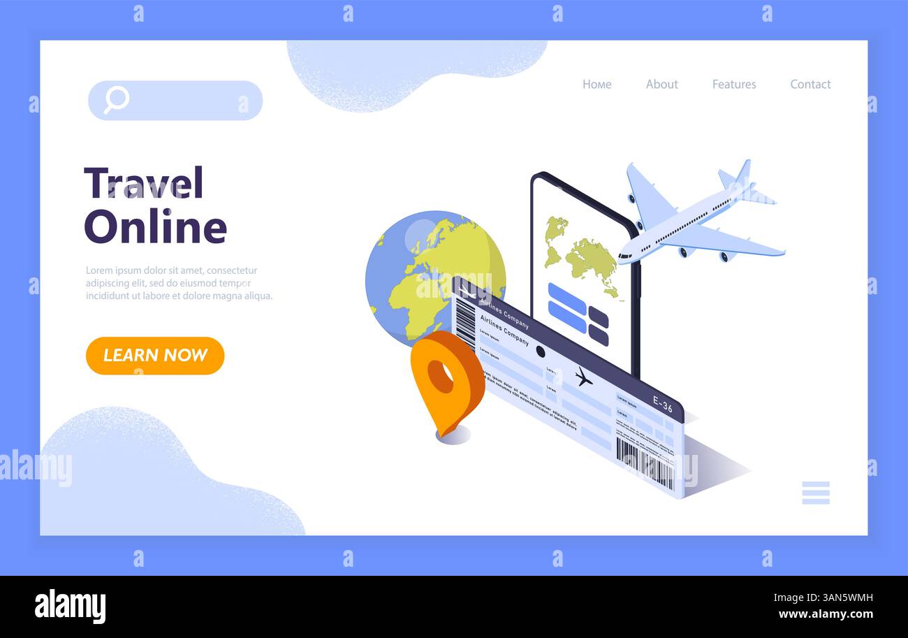 Travel booking mobile interface concept. Vector illustration Stock ...