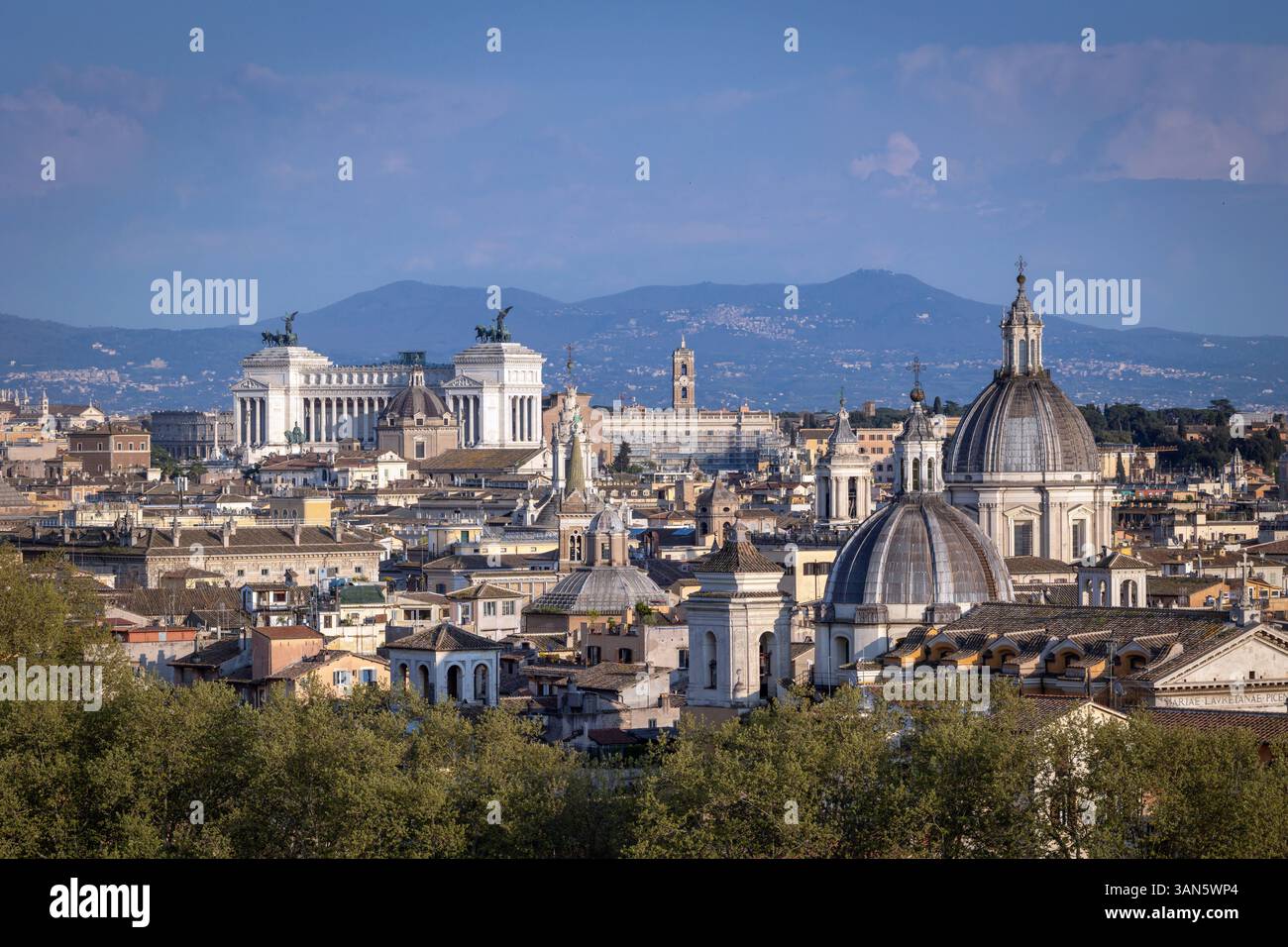 Overview of the historic center of Rome. Skyline of the city of Rome ...