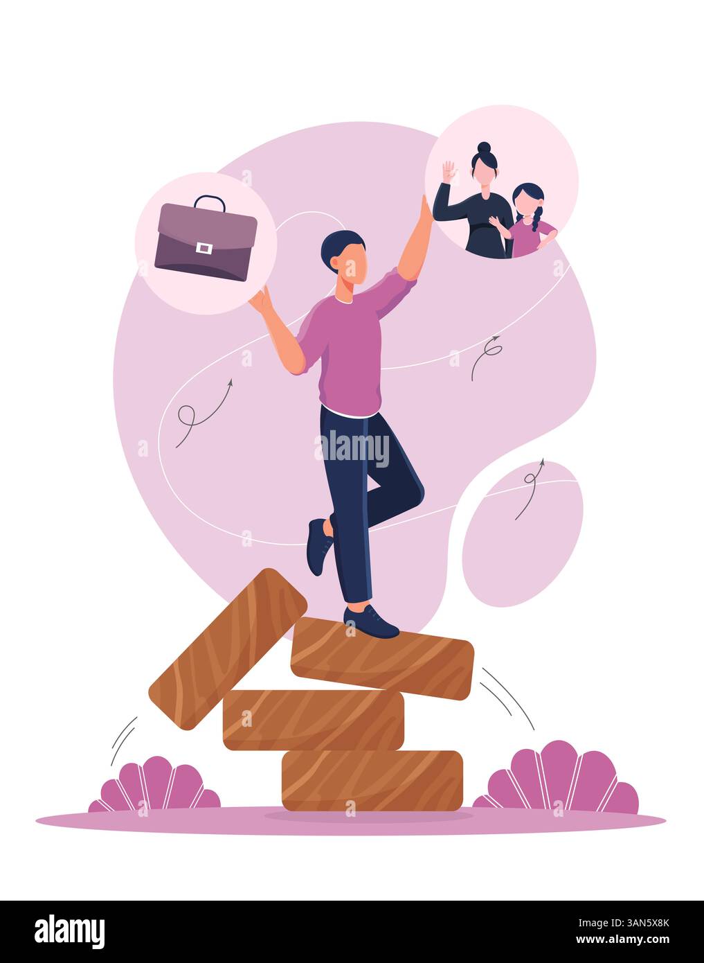 Balancing work and family concept art. Vector illustration Stock Vector ...